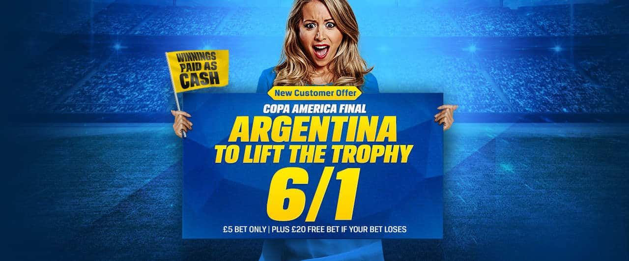 Coral new customer offer: Argentina 6/1 to lift Copa America trophy