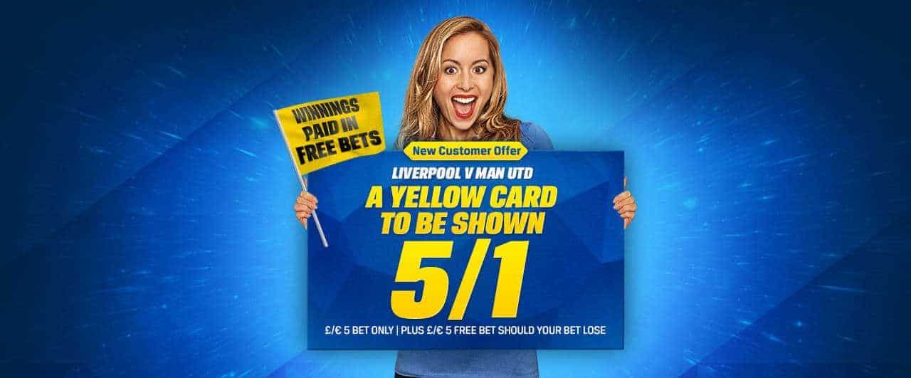 New customer offer: 5/1 for a yellow card to be shown in Liverpool v ...