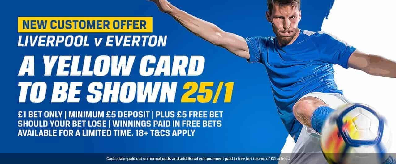 New Customers: Get 25/1 on a Yellow Card to be shown in Liverpool v Everton