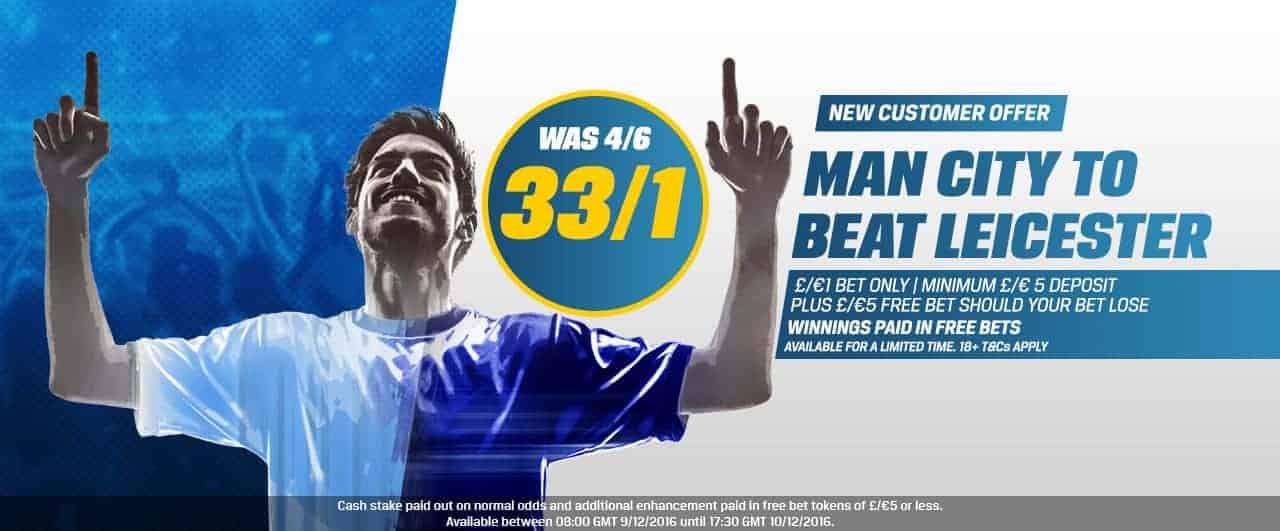 New customer offer: Incredible Man City price boost of 33/1 to topple ...