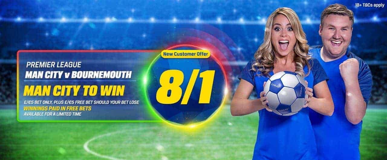 New customer offer: 8/1 Man City price boost to beat Bournemouth